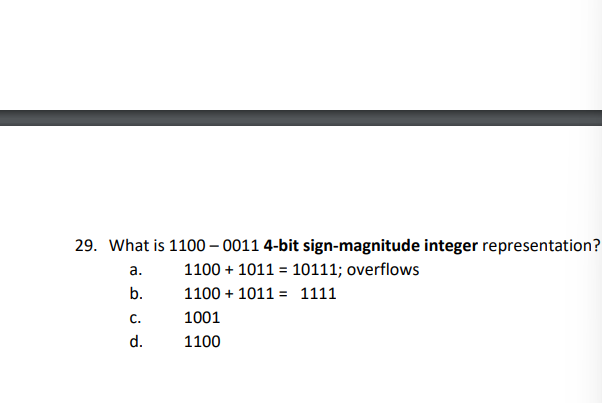 What is 1100-0011 4-bit sign-magnitude integer | Chegg.com
