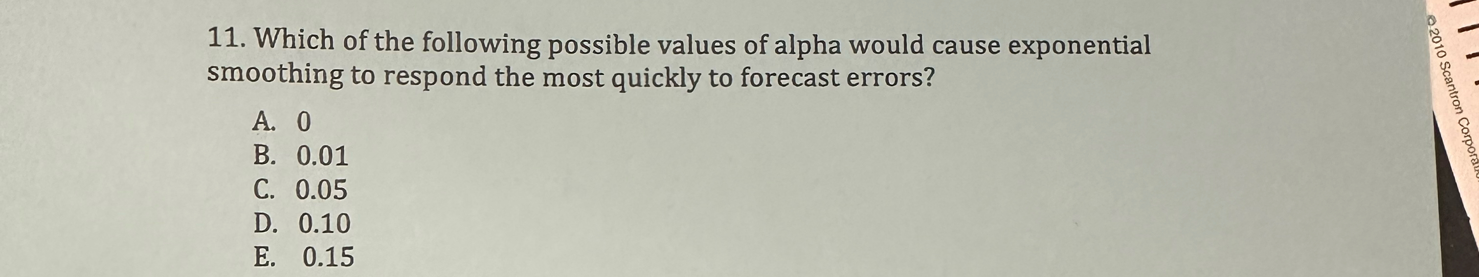 Which of the following possible values of alpha would | Chegg.com