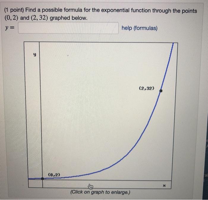 Solved (1 point) Find a possible formula for the exponential | Chegg.com