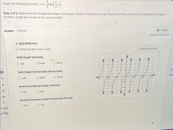 Solved 5 Graph the following function: y = tan Step 2 of 2: | Chegg.com