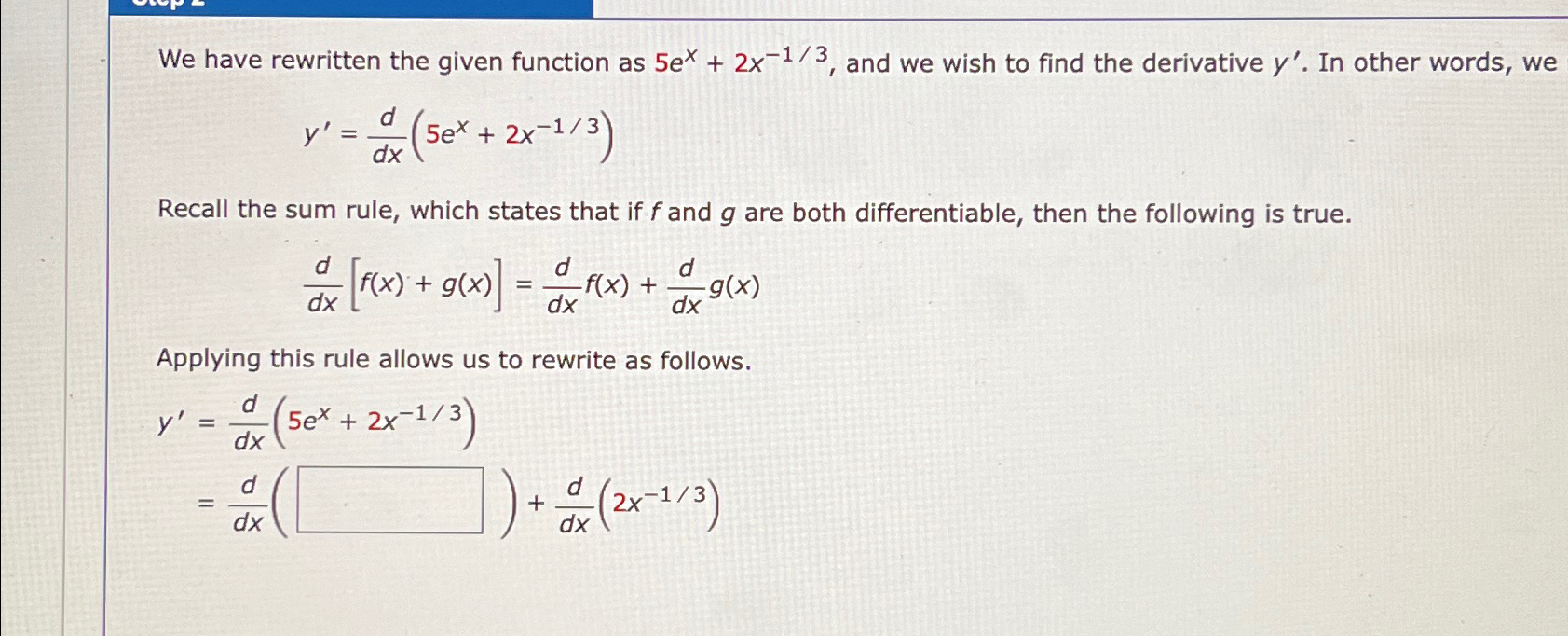 Solved We have rewritten the given function as 5ex+2x-13, | Chegg.com