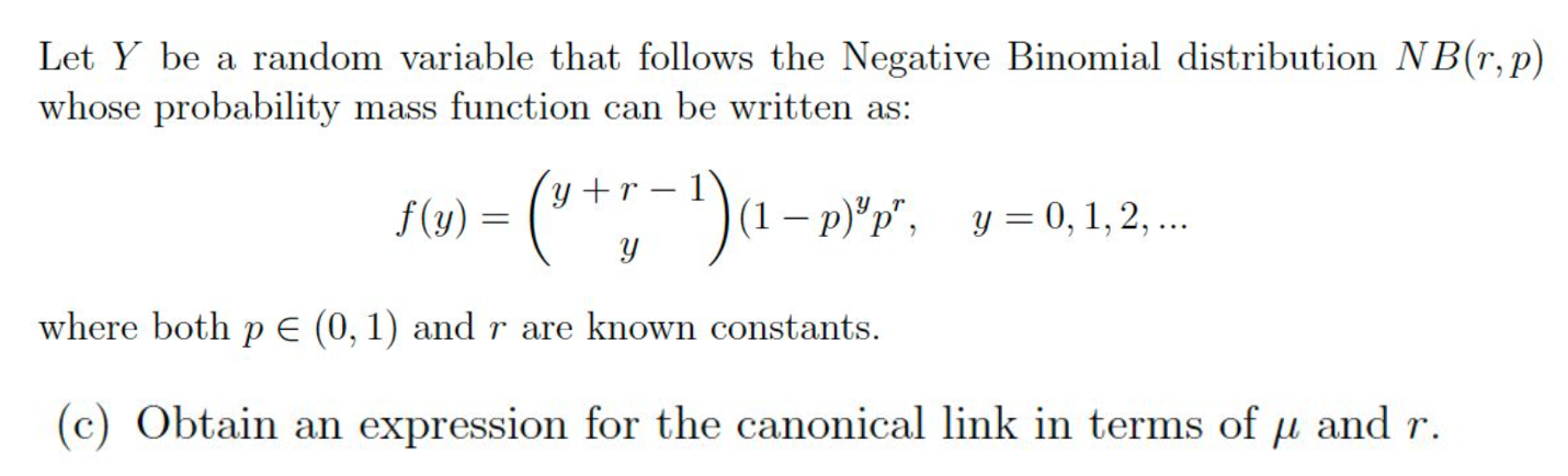Let Y ﻿be a random variable that follows the Negative | Chegg.com