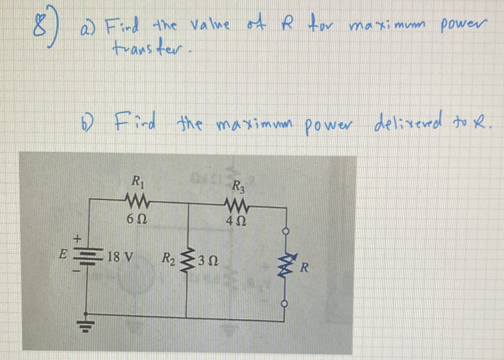Solved a) ﻿Find the value of R ﻿tor maximum power | Chegg.com