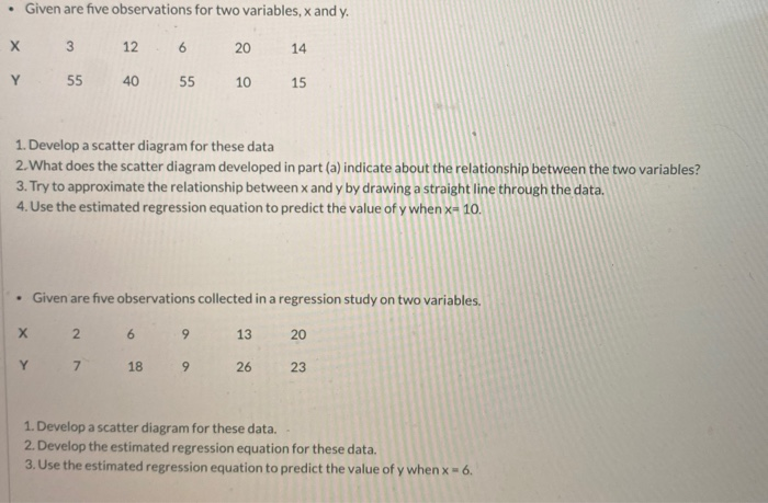 Solved . Given are five observations for two variables, x | Chegg.com Solved . Given are five observations for two variables, x | Chegg.com