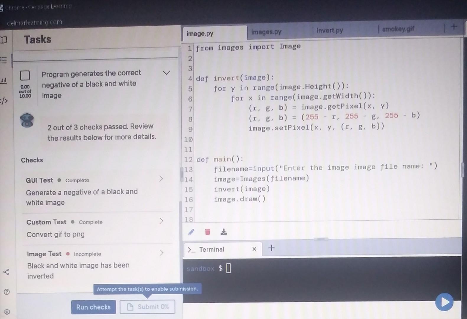 Solved What the code for this and how to invert an image. I | Chegg.com