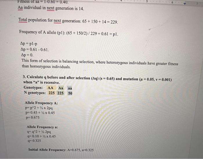 Solved 5. Calculate the change in f(A) [The forward mutation | Chegg.com