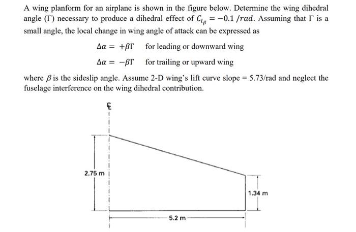A wing planform for an airplane is shown in the | Chegg.com