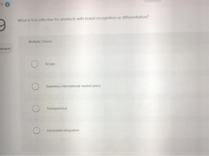 Solved 01 What is less effective for products with brand | Chegg.com