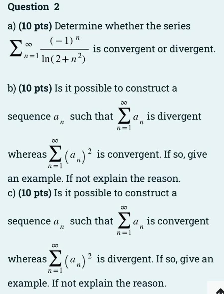 Solved a) (10 pts) Determine whether the geometric series | Chegg.com