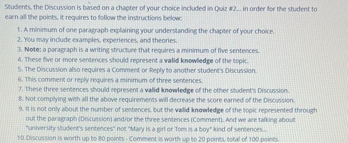 Solved Students, the Discussion is based on a chapter of | Chegg.com