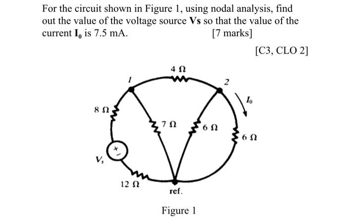 Solved For the circuit shown in Figure 1, using nodal | Chegg.com