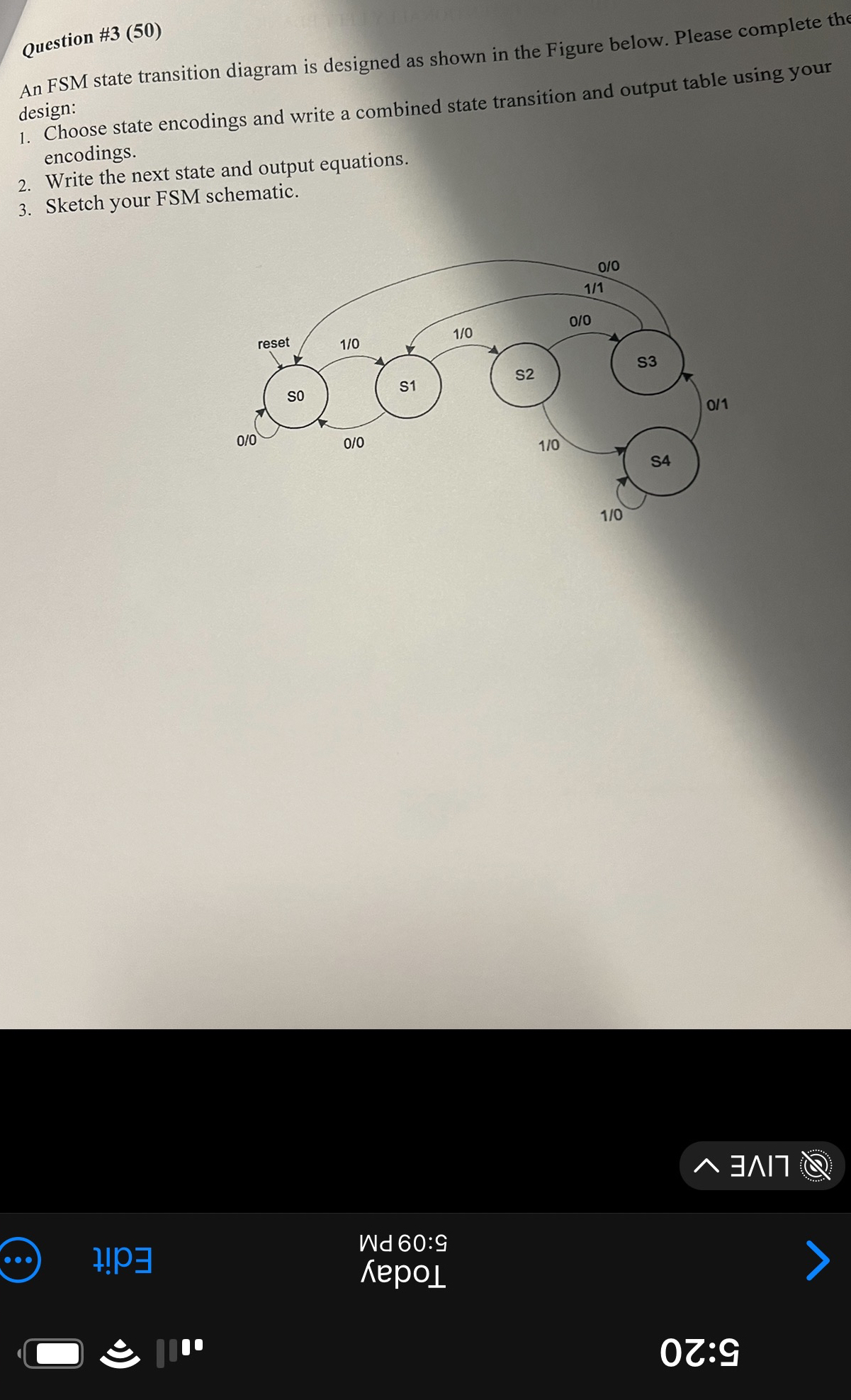 An FSM state transition diagram is designed as shown | Chegg.com
