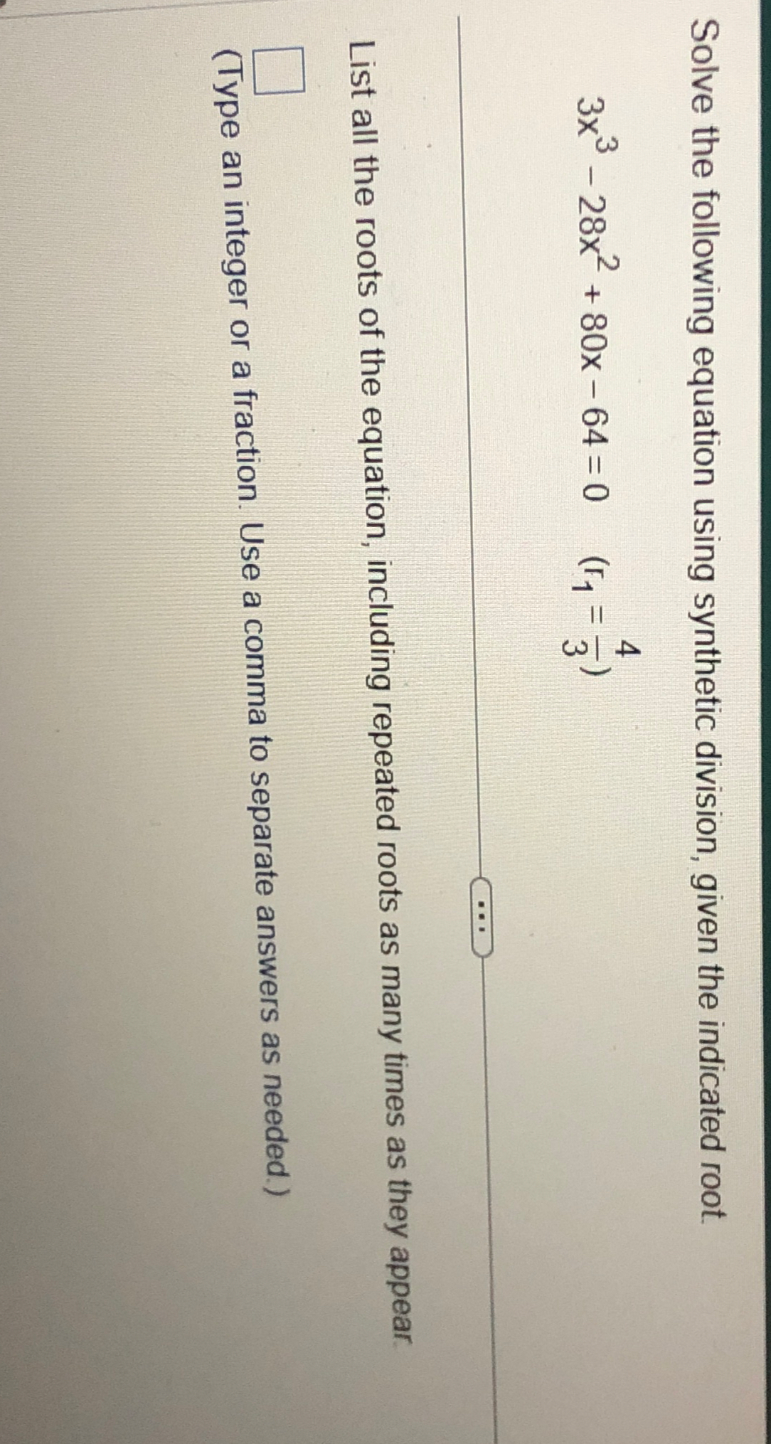 Solved Solve the following equation using synthetic | Chegg.com
