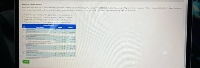 Solved Cash and steck Dividendt 2. Prepars the laumai enary | Chegg.com