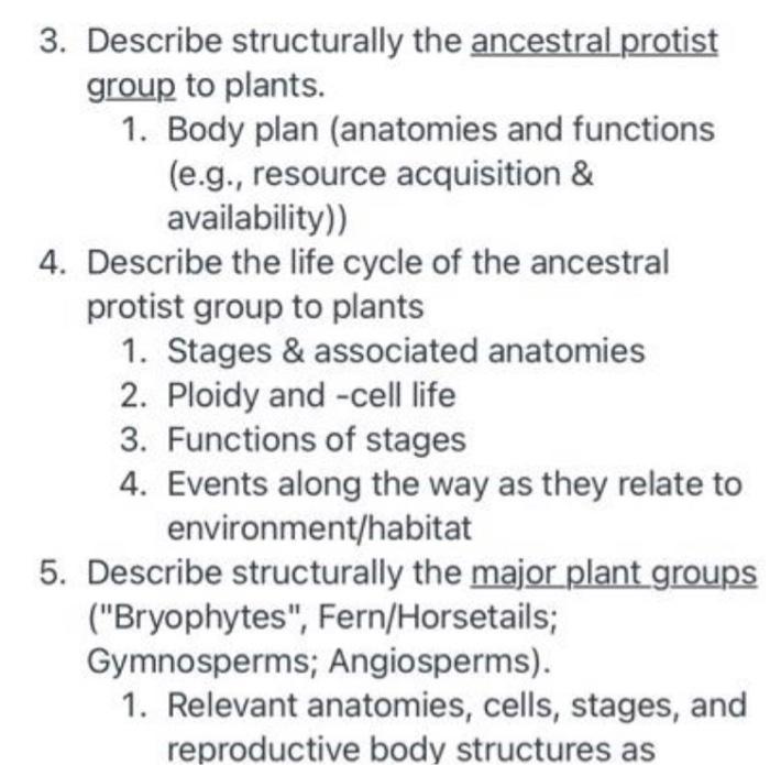 Solved 3. Describe structurally the ancestral protist group | Chegg.com