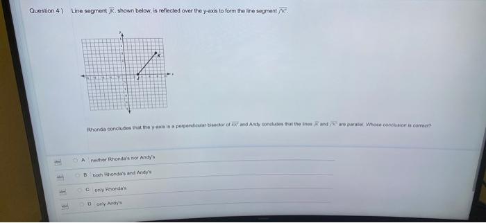 Solved Question 4) Line segment JK shown below, is reflected | Chegg.com