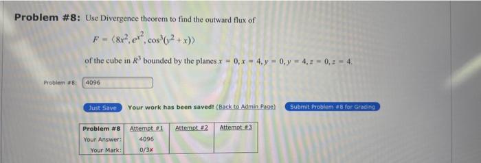 Solved Problem \#8: Use Divergence theorem to find the | Chegg.com