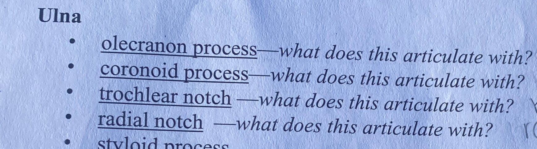Solved Ulnaolecranon process-what does this articulate | Chegg.com