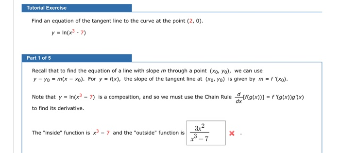 Solved Tutorial Exercise Find an equation of the tangent | Chegg.com