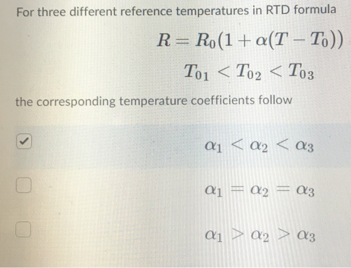 Solved For three different reference temperatures in RTD | Chegg.com
