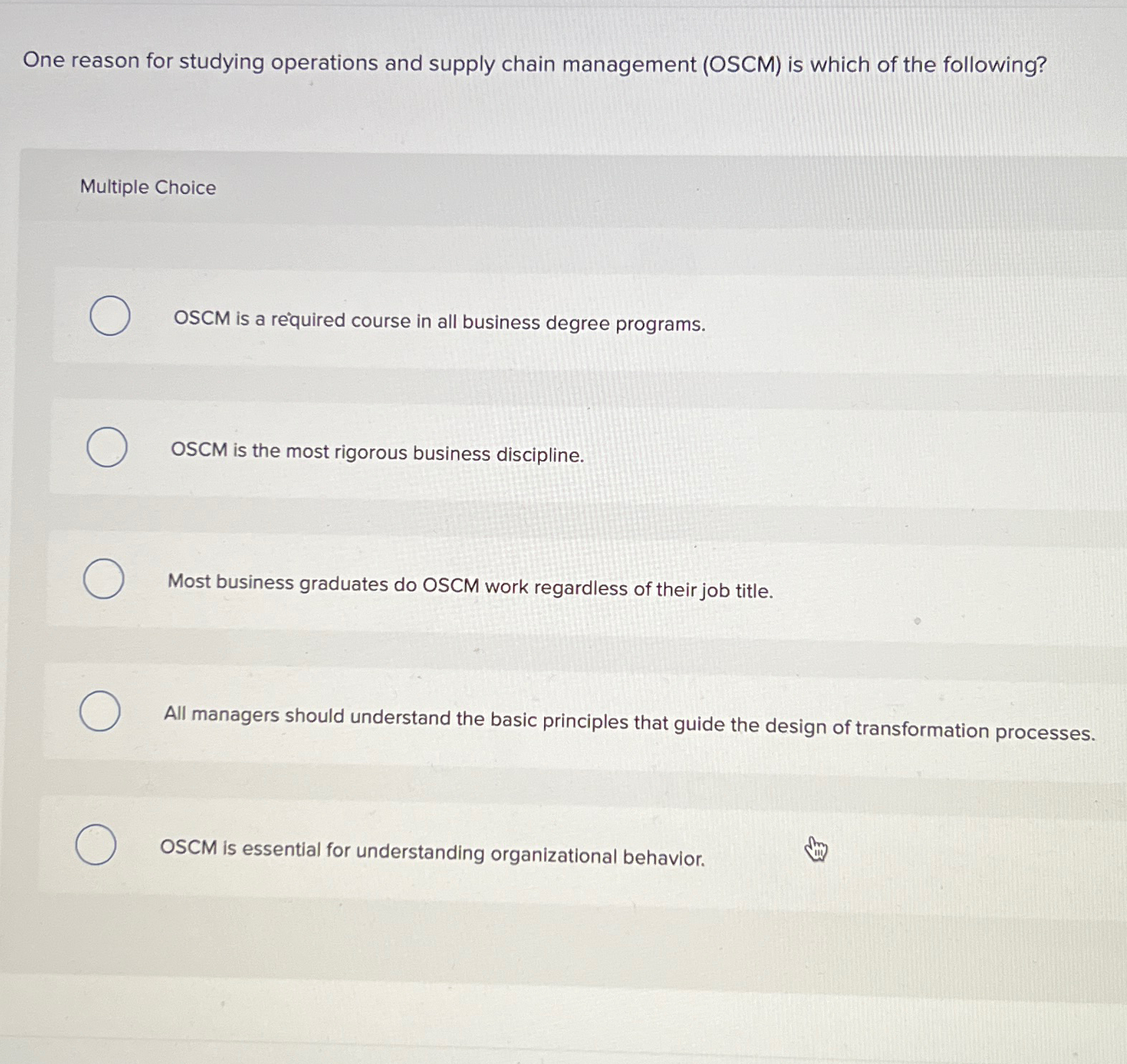 Solved One reason for studying operations and supply chain | Chegg.com