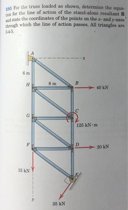 Solved 285 For the truss loaded as shown, determine the | Chegg.com