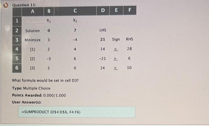 Solved What formula would be set in cell D3? Type: Multiple | Chegg.com