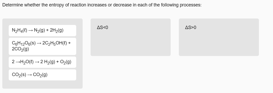 Solved Determine whether the entropy of ﻿reaction increases | Chegg.com