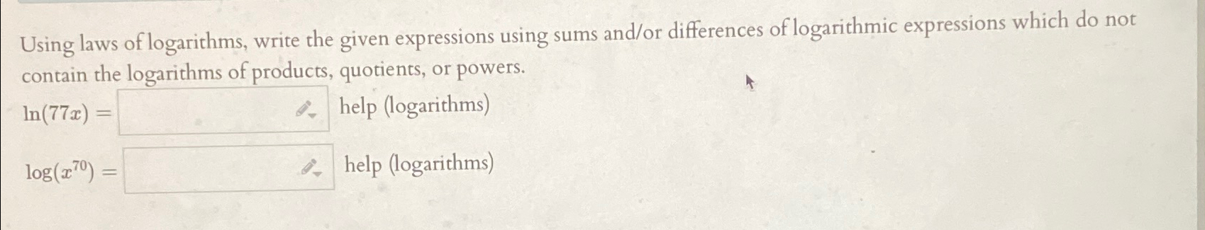 Solved Using laws of logarithms, write the given expressions | Chegg.com