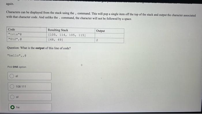 Solved Characters Can Be Displayed From The Stack Using The