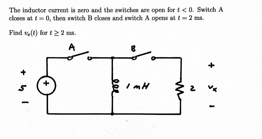 Solved The inductor current is ﻿zero and the switches are | Chegg.com