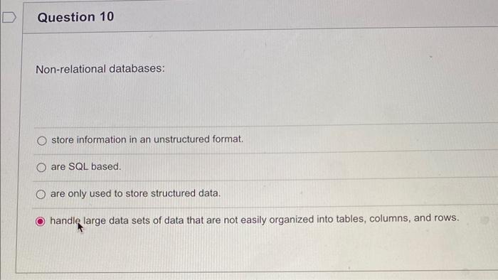 Solved Non-relational databases: store information in an | Chegg.com
