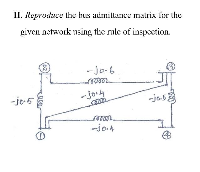 Solved II. Reproduce the bus admittance matrix for the given | Chegg.com