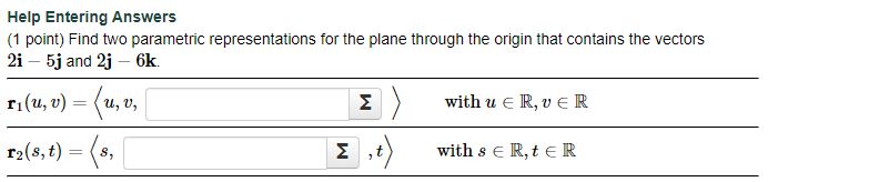 Solved Help Entering Answers(1 ﻿point) ﻿Find two parametric | Chegg.com