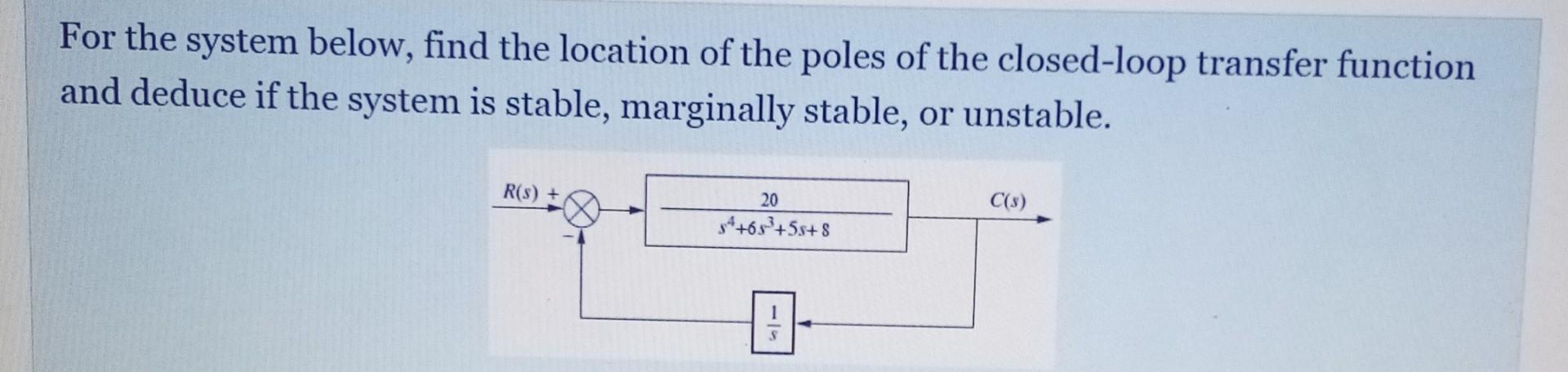 Solved For the system below, find the location of the poles | Chegg.com