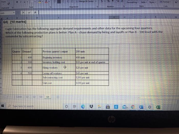 Solved BTU - A IM Merge & Center Format Formatting - Table - | Chegg.com