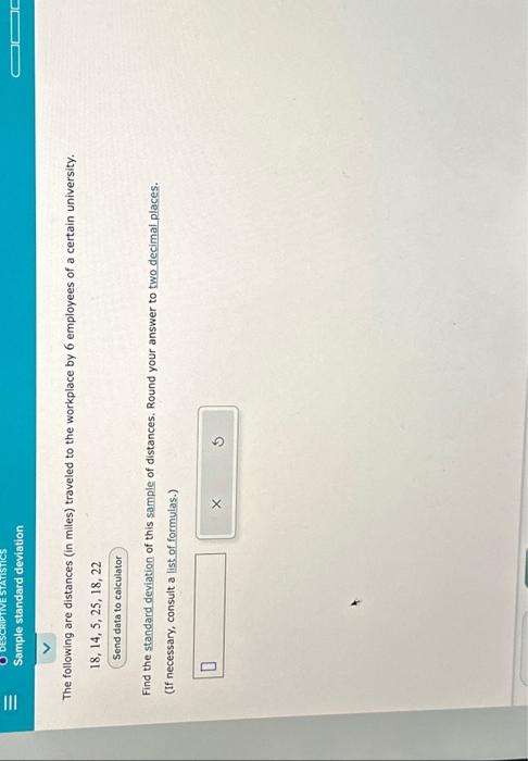 Solved = DESCRIPTIVE STATISTICS Sample standard deviation | Chegg.com