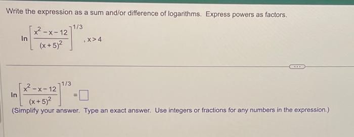 Solved Write the expression as a sum and/or difference of | Chegg.com