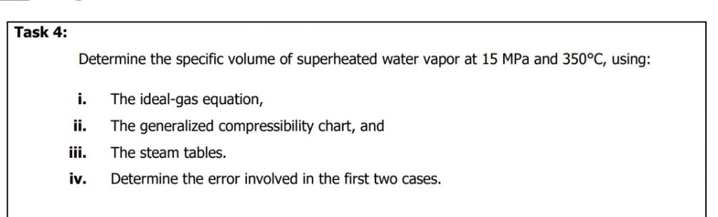 Solved Task 4:Determine the specific volume of superheated | Chegg.com
