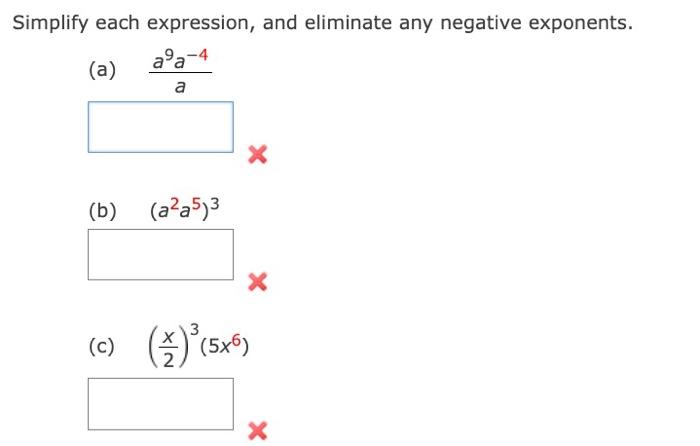Solved Simplify each expression, and eliminate any negative | Chegg.com