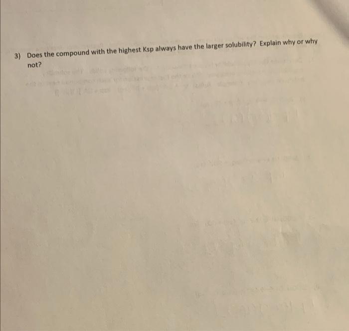 Solved 1) Determine the Ksp, solubility product constant for | Chegg.com