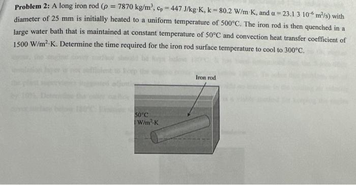 Solved Problem 2: A long iron rod (ρ=7870 kg/m3,cp=447 | Chegg.com