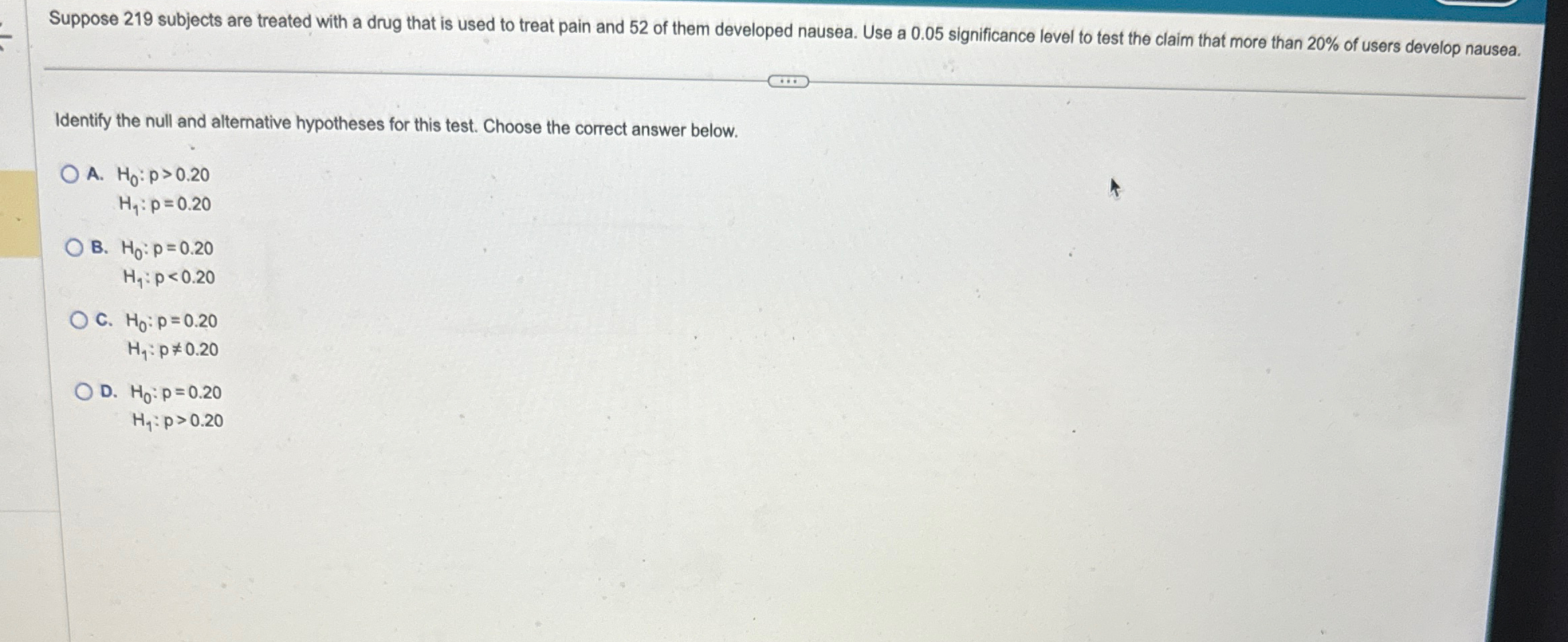 Solved Suppose 219 ﻿subjects are treated with a drug that is | Chegg.com