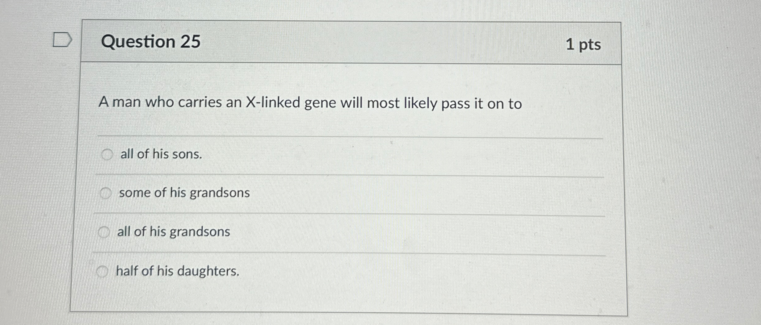 Solved Question 251 ﻿ptsA man who carries an X-linked gene | Chegg.com