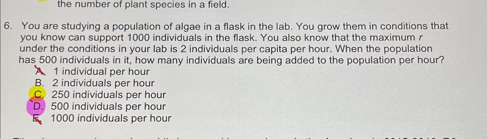 Solved the number of plant species in a field.6. ﻿You are | Chegg.com