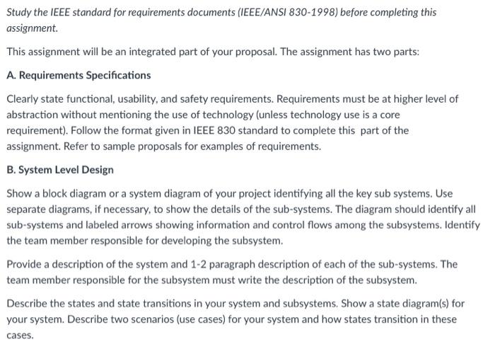 Solved Study the IEEE standard for requirements documents | Chegg.com