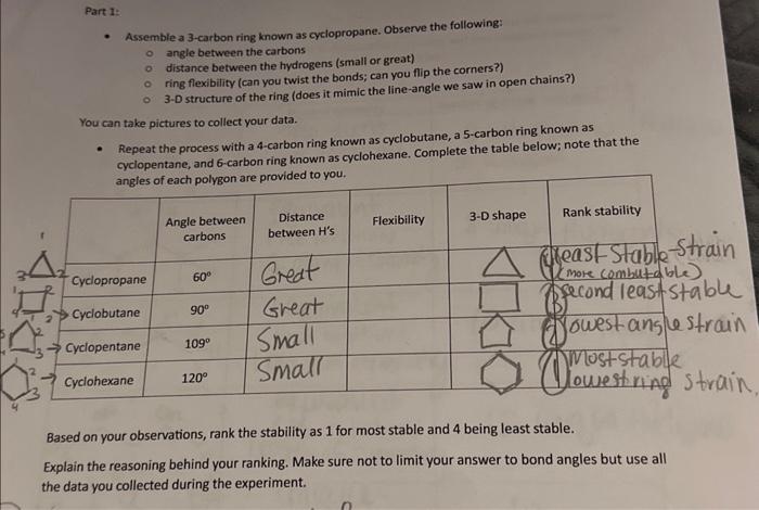 Solved - Assemble a 3-carbon ring known as cyclopropane. | Chegg.com