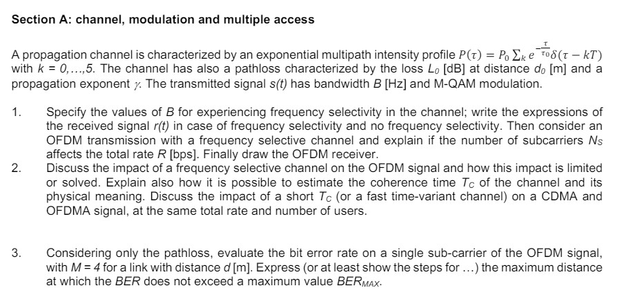 Solved Section A: channel, modulation and multiple accessA | Chegg.com
