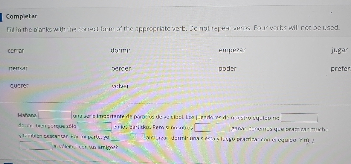 CompletarFill in the blanks with the correct form of | Chegg.com