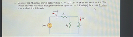 Solved Consider the RL circuit shown below where | Chegg.com